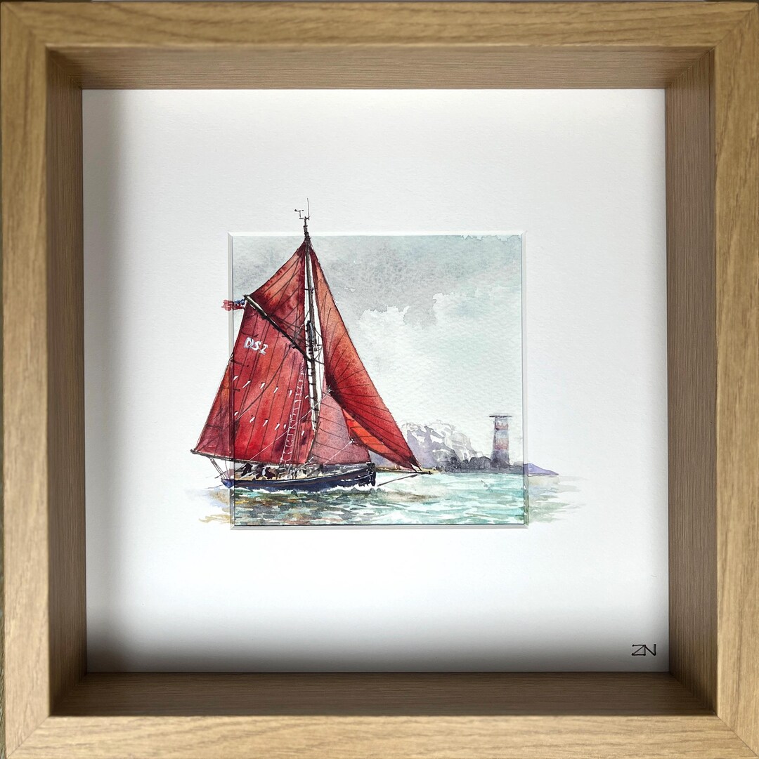 Original Art Work - Sailing Boat - Square Sails 06 - Watercolor and Ink ...