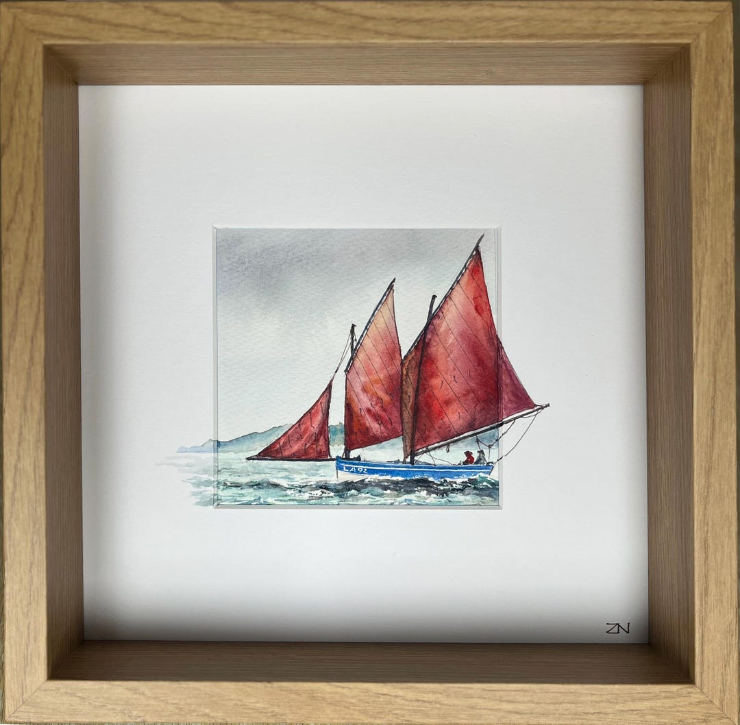 Original Art Work - Sailing Boat - Square Sails 05 - Watercolor and Ink ...