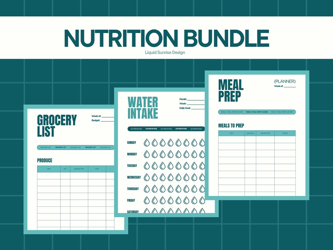 Digital Nutrition Planner Bundle, Food Log, Weight Loss Tracker for ...