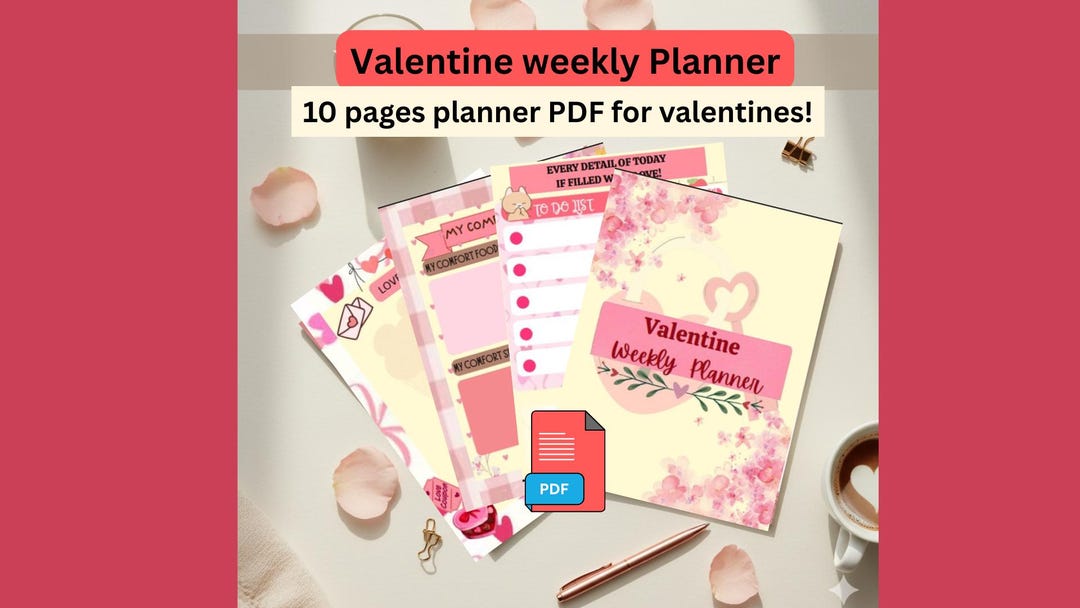 Valentine's Weekly Planner | Romantic Self-care Organizer (digital ...
