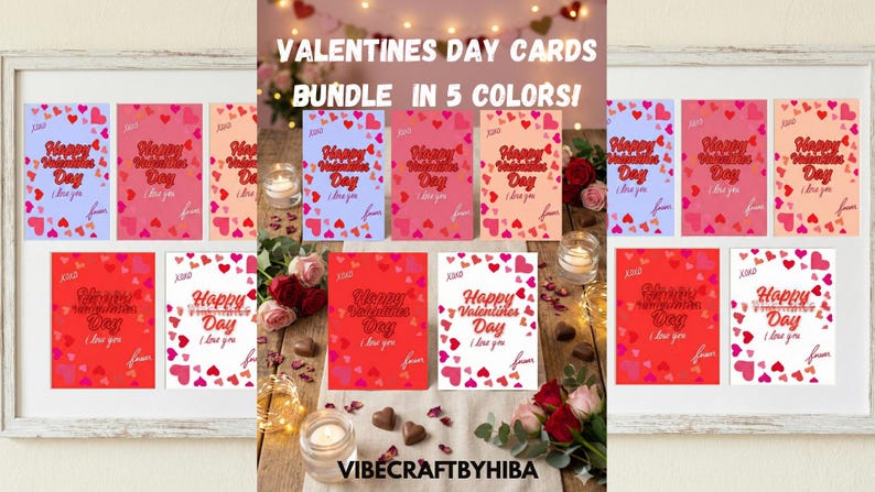 Watercolor Hearts Valentine's Day Card Set | Printable Love Notes ...