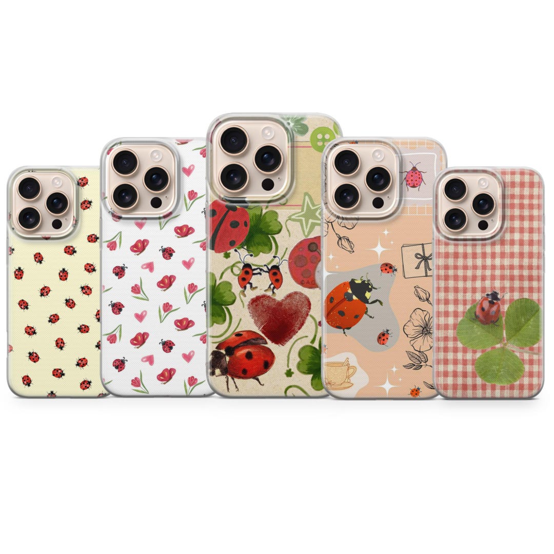 Ladybug Phone Case Simple Red Pink Cover for iPhone 17 Pro Max, 16e, 15 ...
