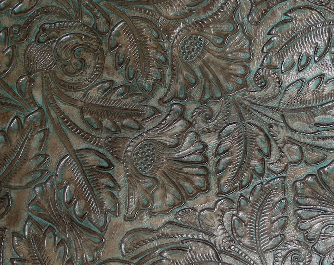 TEXAS Rose 3-4-5 or 6 Sq Ft TURQUOISE and BROWN Western Embossed ...