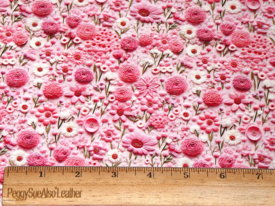 Cork 8"x10" Embroidery Look PINK Roses White Flowers on Dusty PINK Cork ...