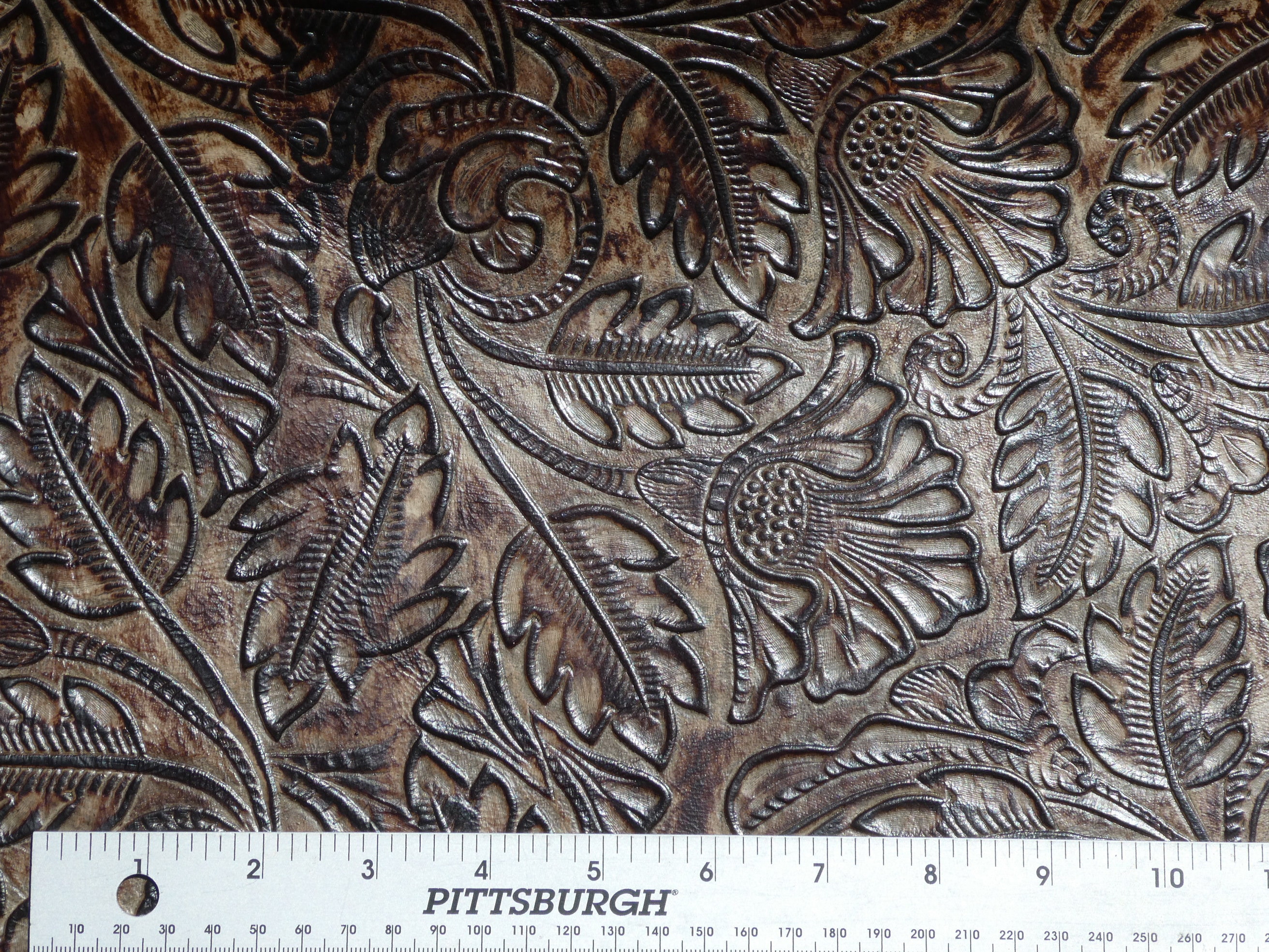 Texas Rose 8x10 Rich CHOCOLATE Western Embossed Cowhide Leather 3-3.25 ...
