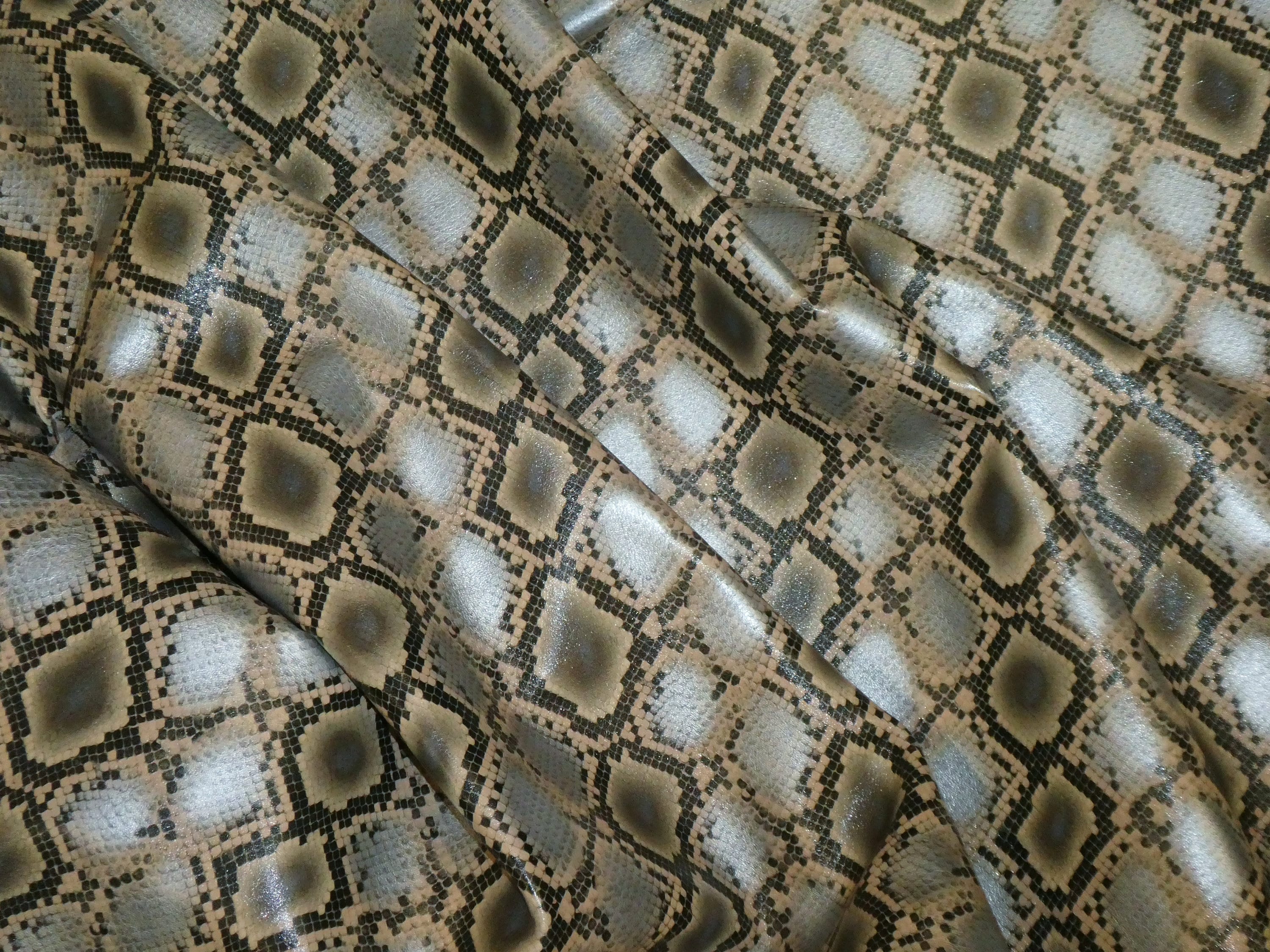 Metallic Leather 12x12 Python Snake SILVER with Dark CHOCOLATE and Tan ...