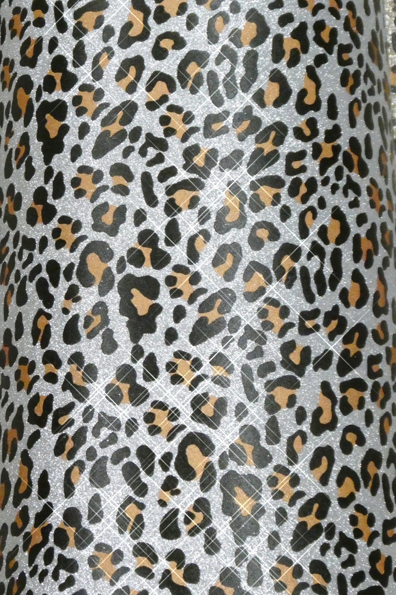 12x12 LEOPARD GLITTER SILVER Metallic Fabric | Etsy