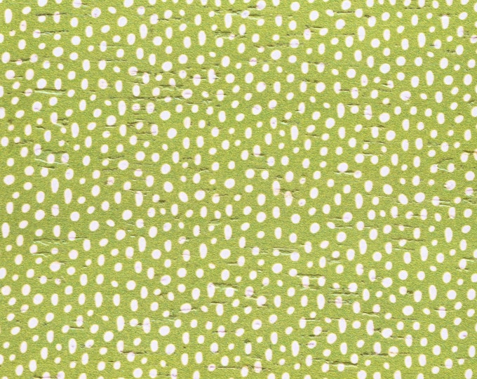 Cork 5"x11" WHITE Doodle Dots on OLIVE GREEN Cork With Leather Backing ...