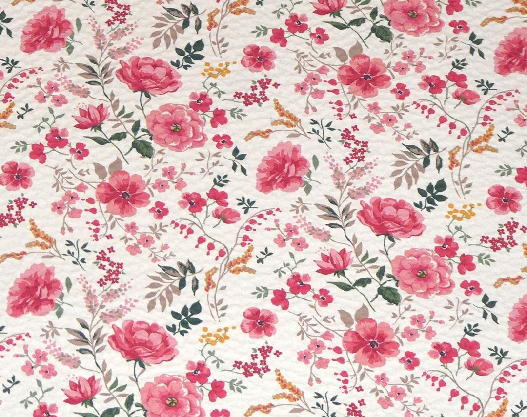 Leather 5x11 Field of Pink Mini AZALEAS on WHITE Floral Cowhide 2.75-3 ...