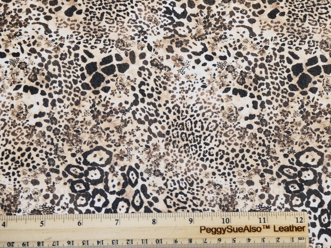 Leather 5"x11" LEOPARD CONCEALED in FLOWERS Tan With Dark Brown Spots ...