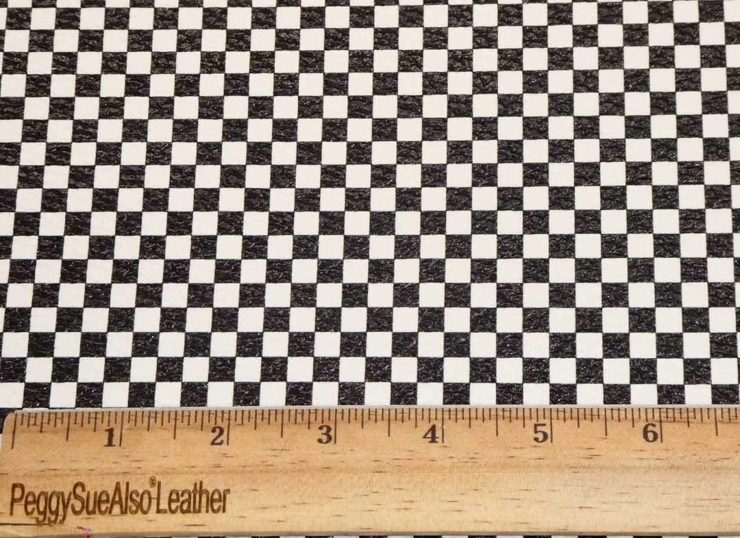 Mini Checkerboard 8"x10" BLACK and WHITE (1/4" Squares) Cowhide Leather ...