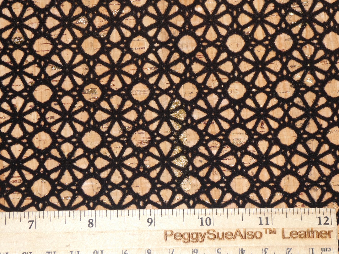 Cork 3-4-5-6 Sqft Black RAISED / FLOCKED WHEELS & Gold Metallic on ...