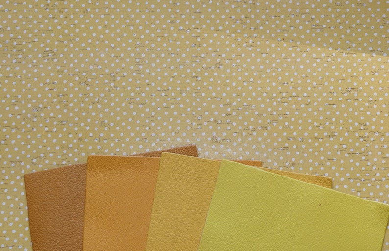 CORK 12x12 CREAM DOTS on Dandelion Yellow Cork | Etsy