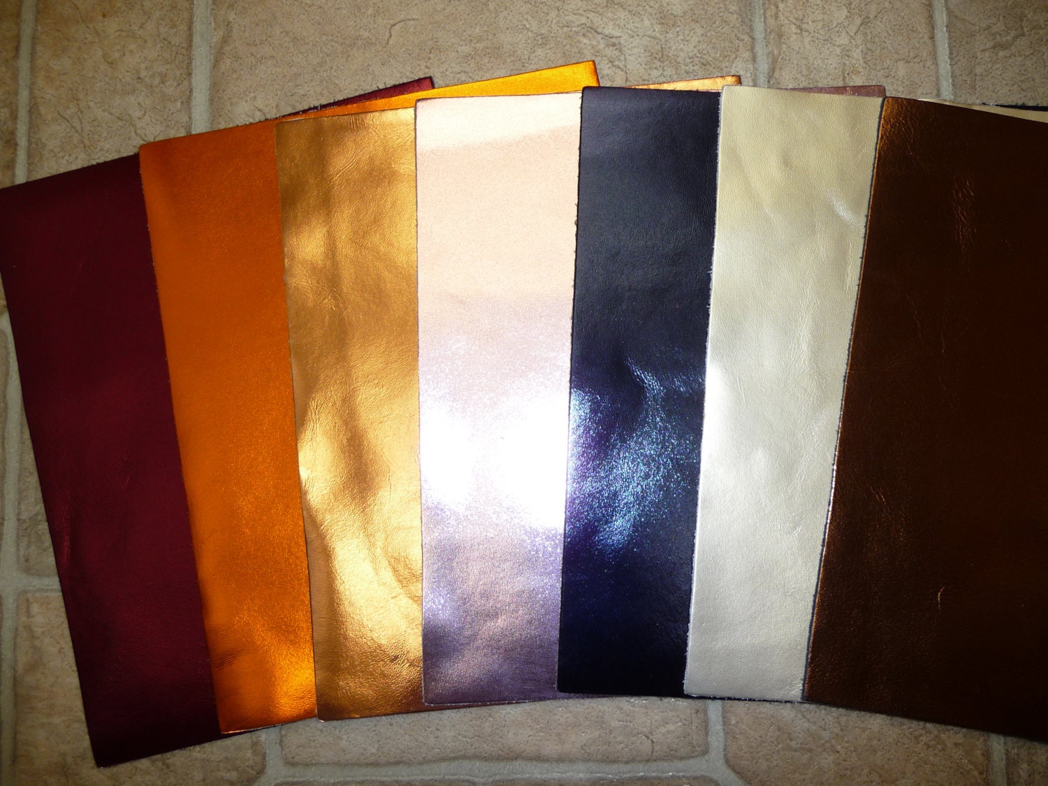 Leather 6 pieces 4x6 Samples CHOOSE your COLORS Bright Metallic Foil ...