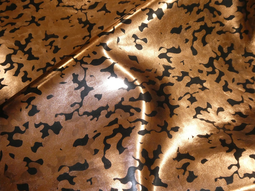 Camo 8"x10" FIRM and THICK Rose GOLD Metallic on Black Cowhide Leather ...