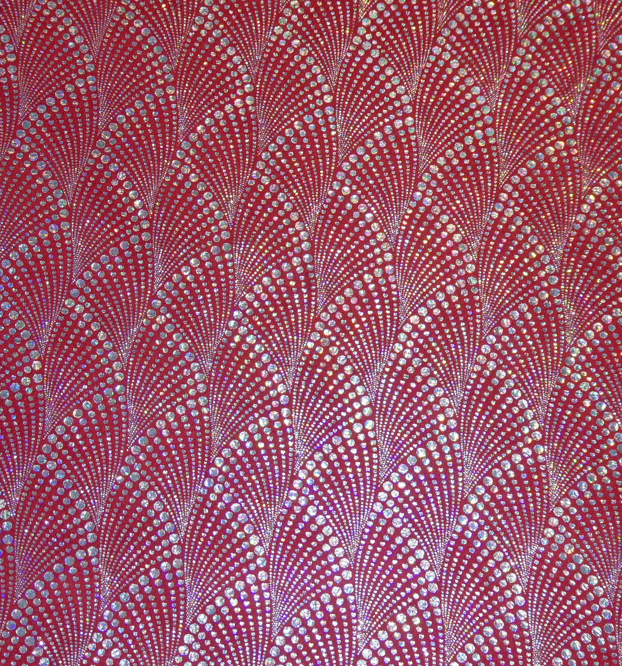 Limited Abstract WINGS 12x12 SILVER Halo Metallic on RED Cowhide ...