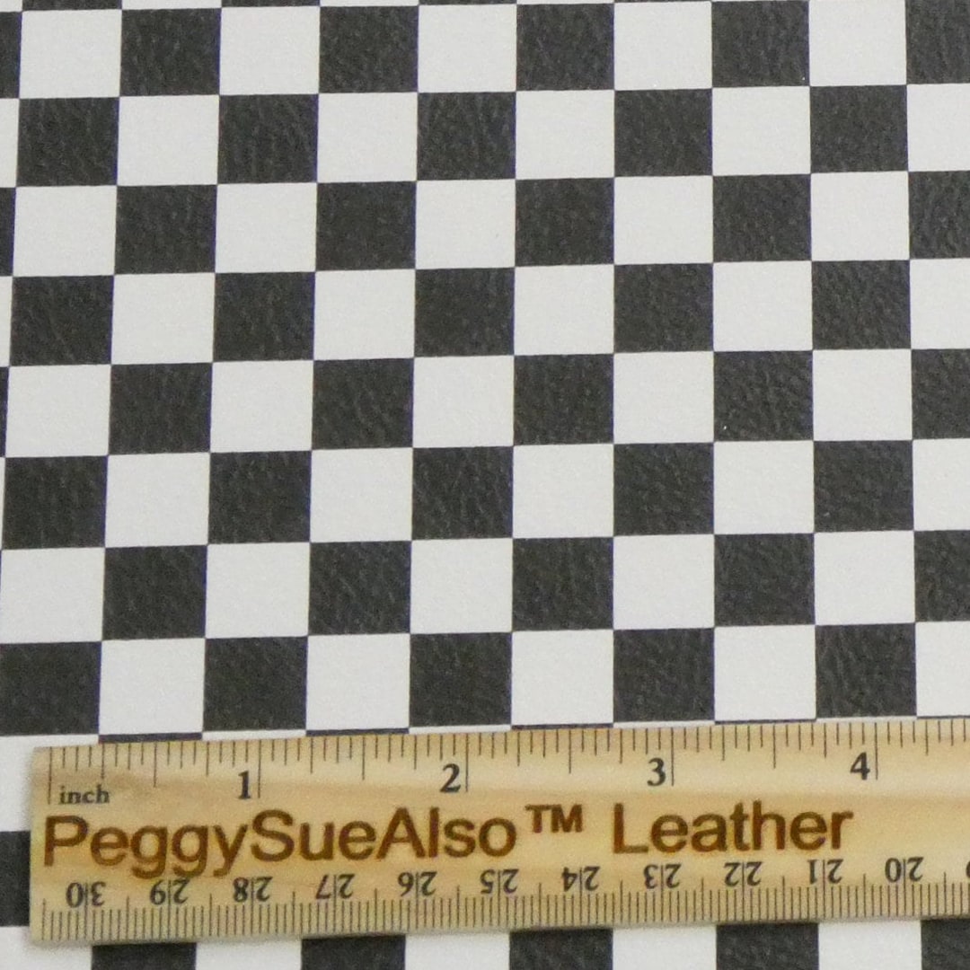 Leather 3-4-5 or 6 Sq Ft Large CHECKERBOARD WHITE and BLACK (1/2 ...