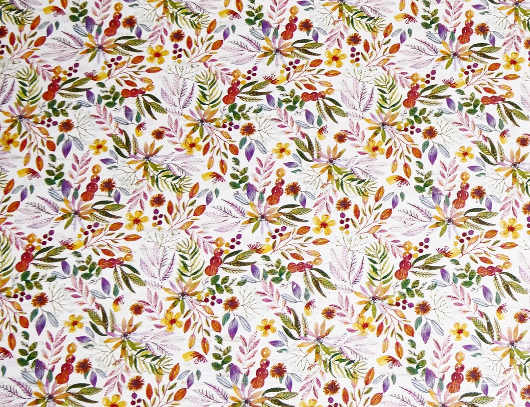 CORK 12"x12" TROPICAL OASIS Floral on White Cork Applied to Leather ...