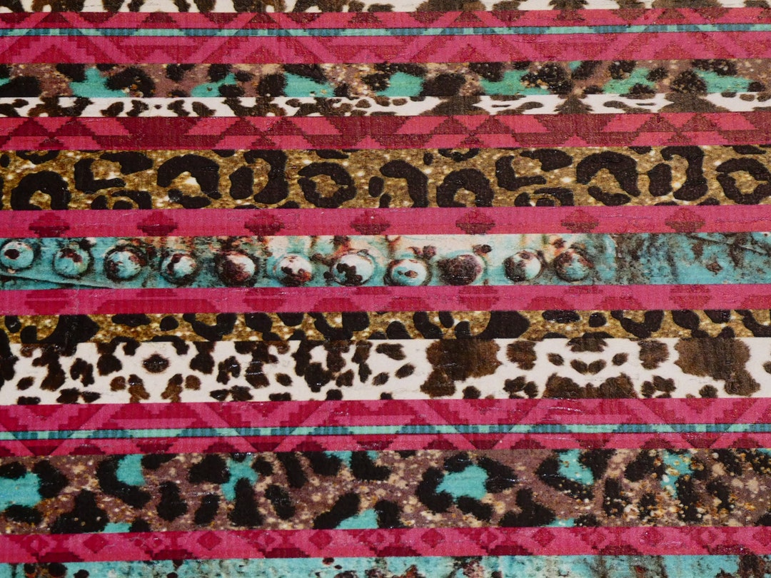 Cork 2 Pieces 4"x6" WESTERN SERAPE AZTEC Pink Gold Turquoise Black Cork ...
