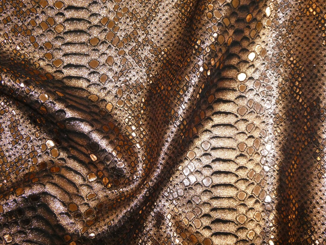Mystic Python 5"x11" ROSE GOLD Metallic on BLACK Suede Cowhide Leather ...