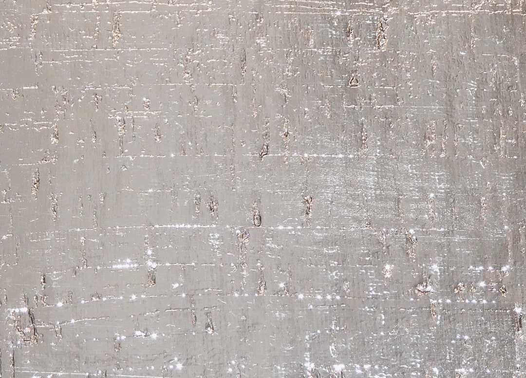 Metallic Cork 5x11 Solid SILVER Metallic Applied to Cork on Cowhide ...