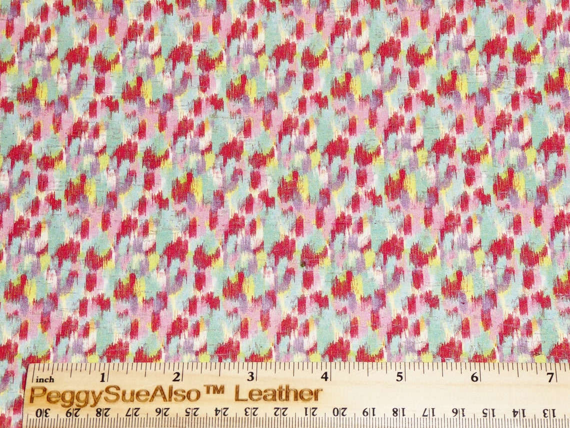 Cork 12"x12" TRIPPY Spring SPLASH on Cork Applied to Real Leather Thick ...