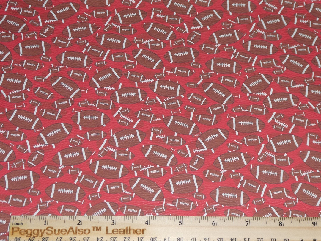 Leather 12"x12" FOOTBALLS on RED (largest Footballs Are 1.25" Across ...
