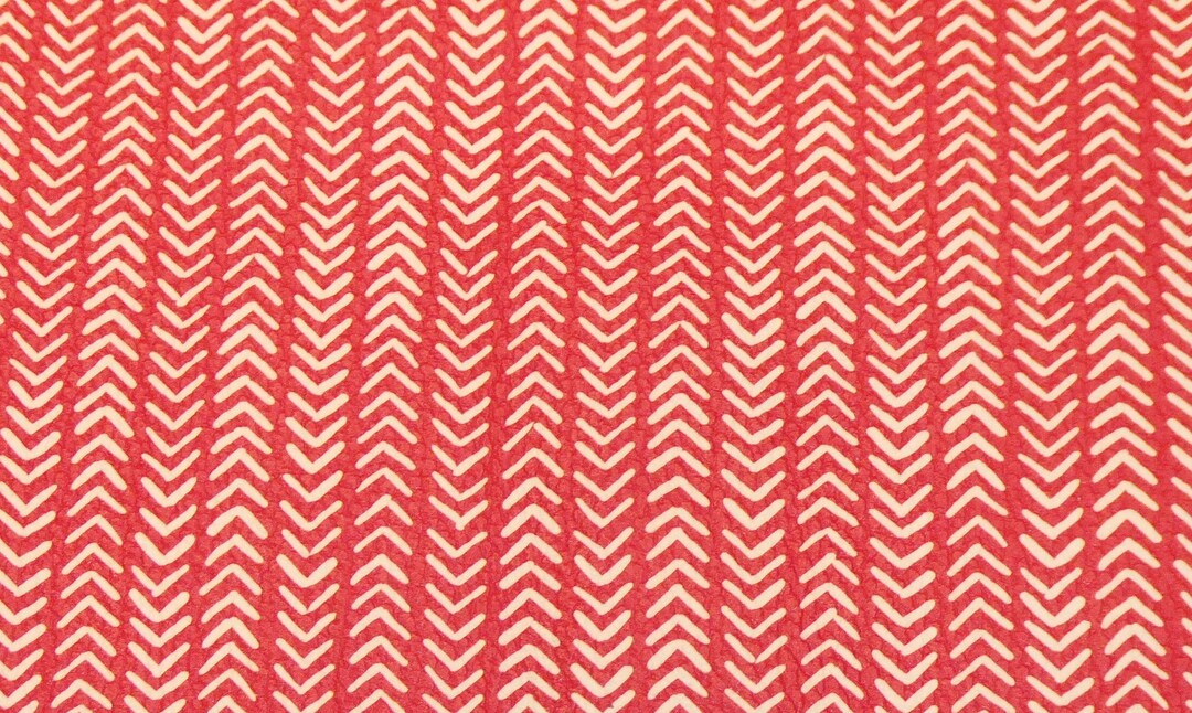 Chevron 8"x10" CREAMY White on RED (1/4" Wide) Cowhide Leather 3-3.5oz ...