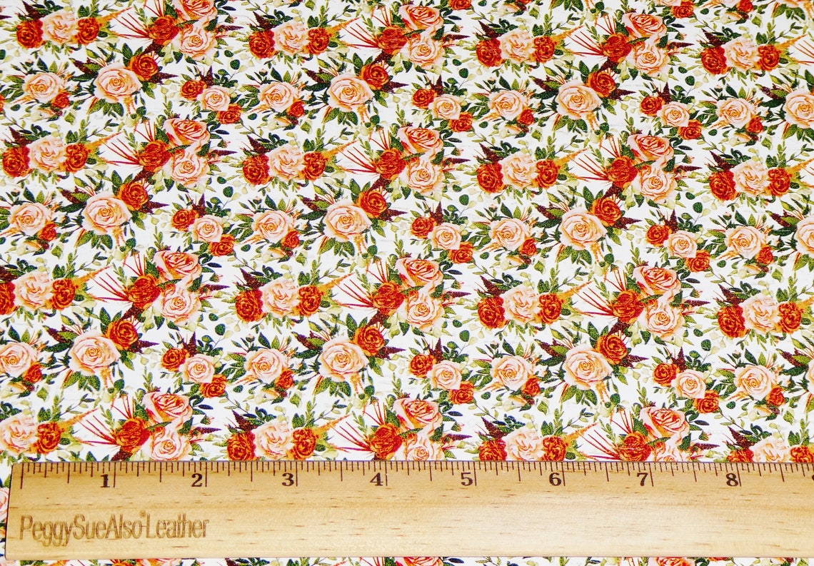 Cork 8"x10" RUSTIC Chic Bouquet of Roses Pink and Rust Cork on Leather ...