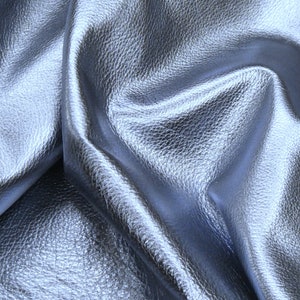Pebbled Metallic 5"x11" Silvery STEEL BLUE Soft Cowhide Shows the Grain ...