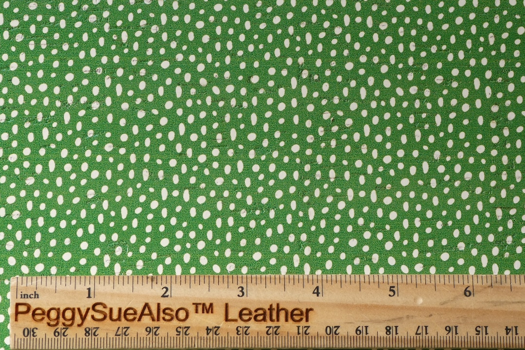 Closeout Cork 8"x10" WHITE Doodle Dots on CHRISTMAS GREEN Cork With ...