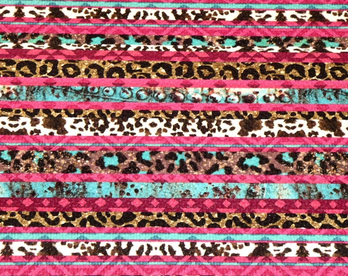 Leather 5"x11" WESTERN SERAPE Aztec LEOPARD Pink, Turquoise Gold Brown ...