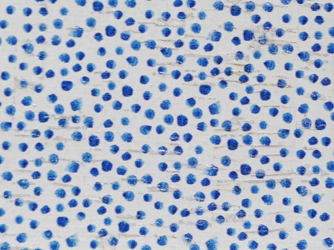 Cork 5"x11" BLUEBERRY DOODLE DOTS on White Cork Applied to Real Leather ...