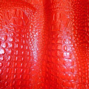 Alligator 8"x10" RED With DARK RED Crocodile Embossed Cowhide Leather 3 ...