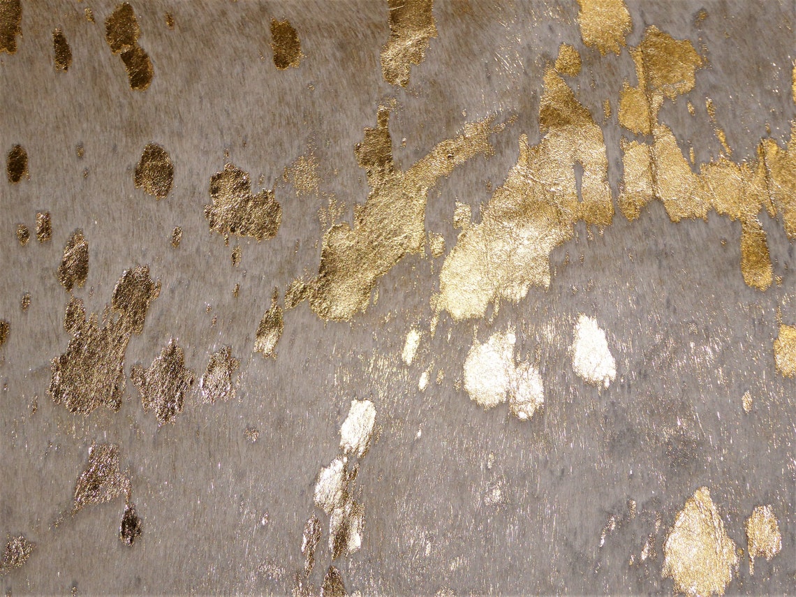 Hair on Leather 12x12 Acid Wash GOLD Metallic on - Etsy