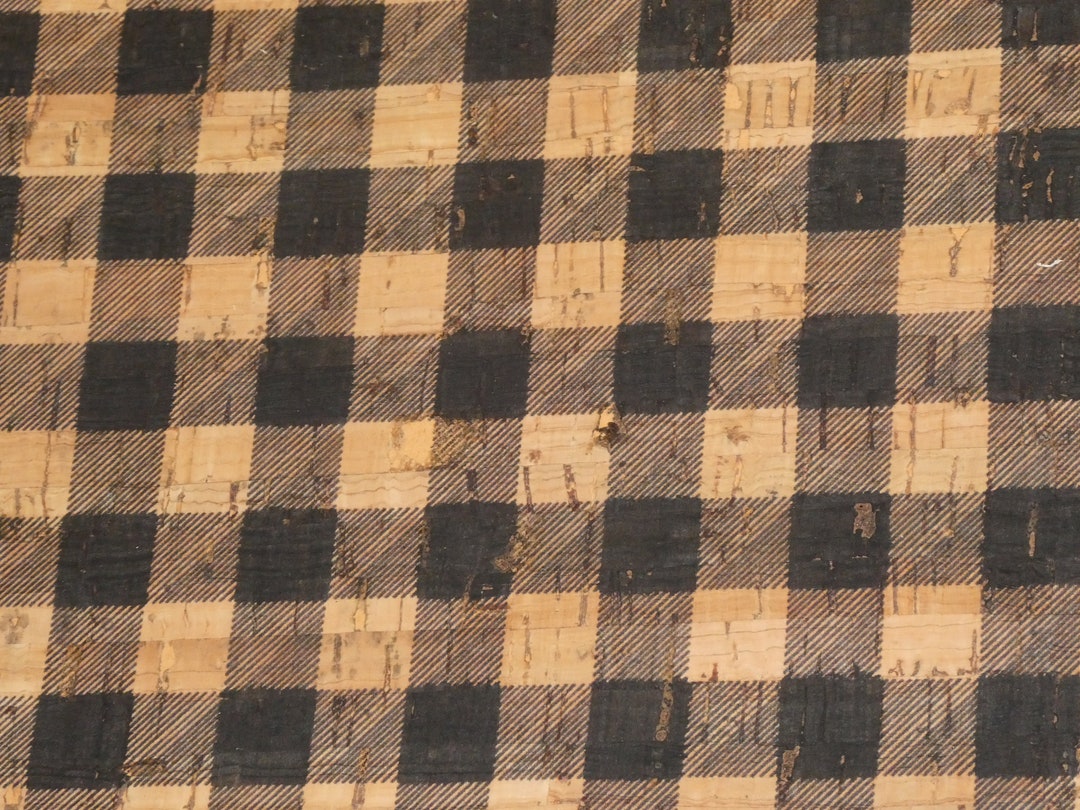 Cork 12"x12" BLACK & CORK Tartan PLAID Cork Applied to Cowhide 1/2 Inch ...