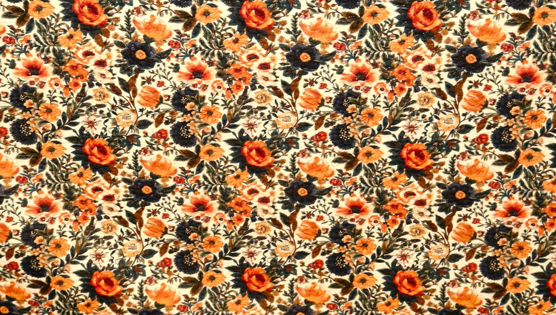 Leather 8"x10" Fall Flower Garden, Orange and Midnight Navy Blue ...