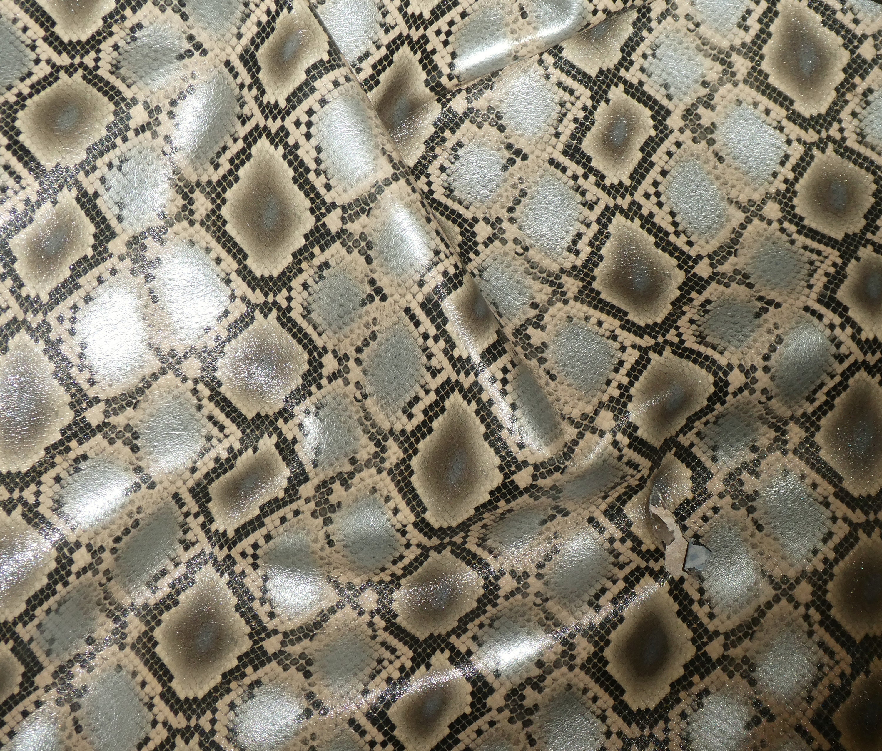 Metallic Leather 12x12 Python Snake SILVER with Dark CHOCOLATE and Tan ...