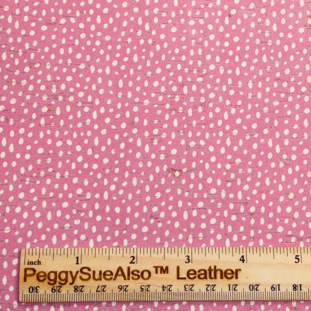 Cork 5"x11" WHITE Doodle Dots on PINK Cork With Leather Backing Thick 5 ...