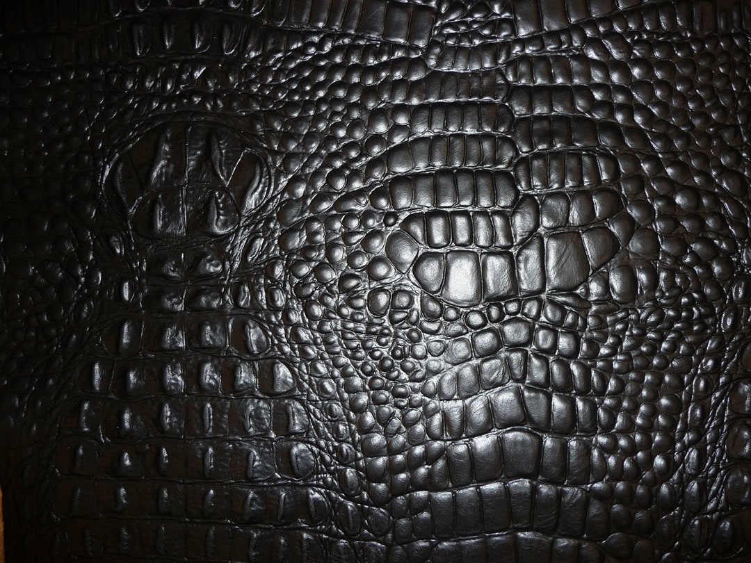 Alligator 5"x11" Black / Croc Gator Embossed Cowhide Leather 2.5-3oz/ 1 ...