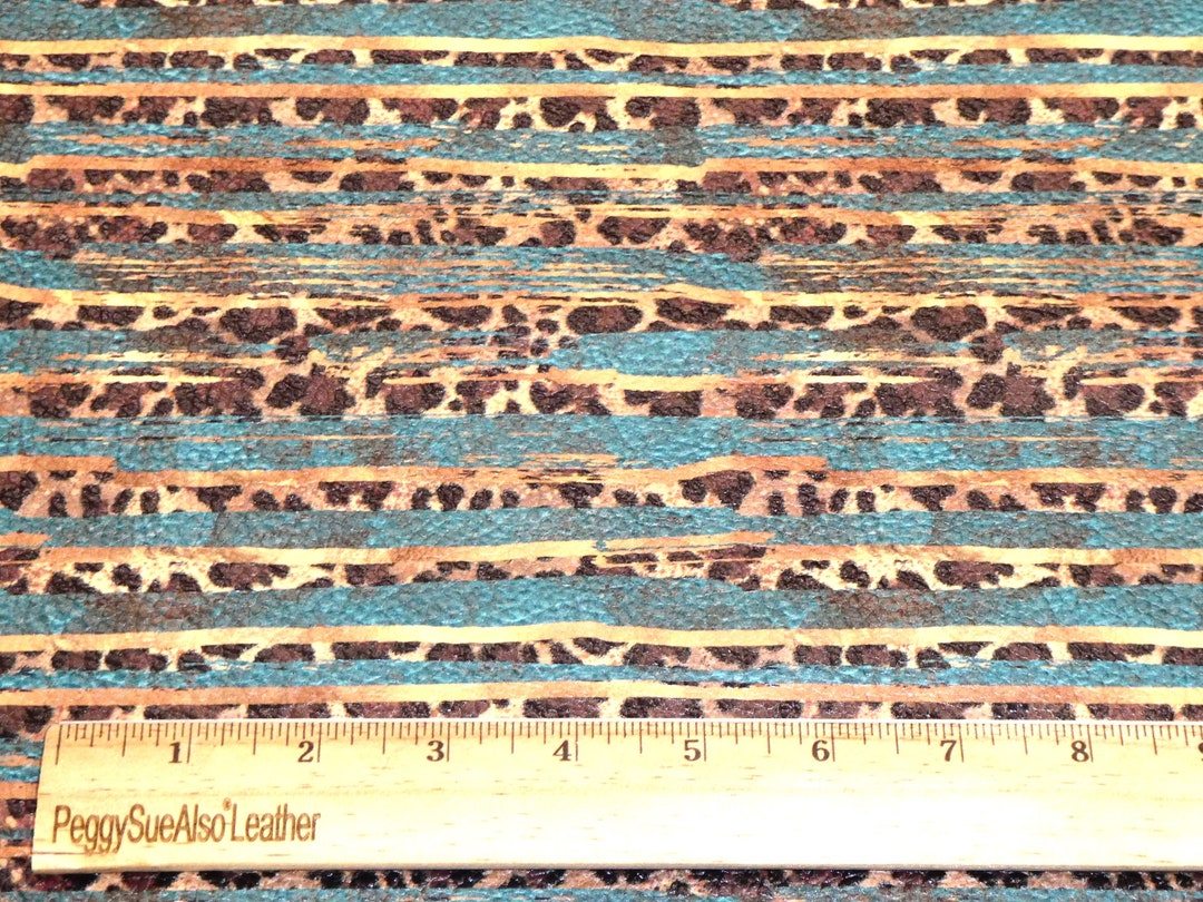 Leather 8"x10" WESTERN Teal / Gold LEOPARD Cowhide 3.75-4 Oz /1.5-1.6 ...