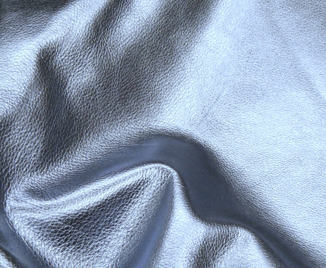Pebbled Metallic 5"x11" Silvery STEEL BLUE Soft Cowhide Shows the Grain ...