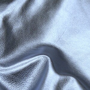 Pebbled Metallic 5"x11" Silvery STEEL BLUE Soft Cowhide Shows the Grain ...