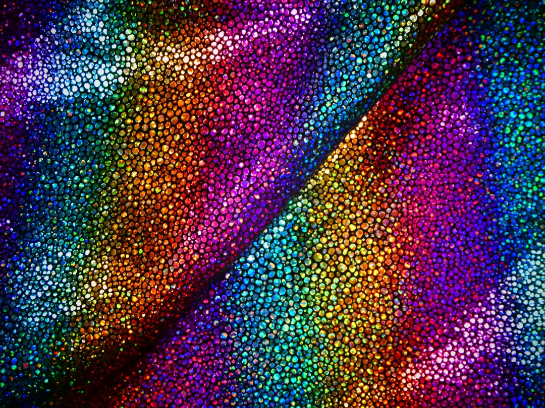 Rainbow Stingray 3-4-5 or 6 Sq Ft Metallic on Black Suede Cowhide ...