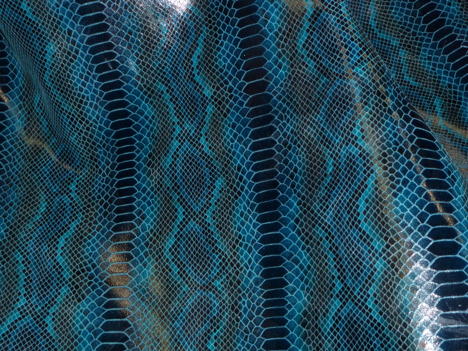 Leather 12x12 QUEEN Snake TURQUOISE and Navy Multicolored Cowhide #221 ...