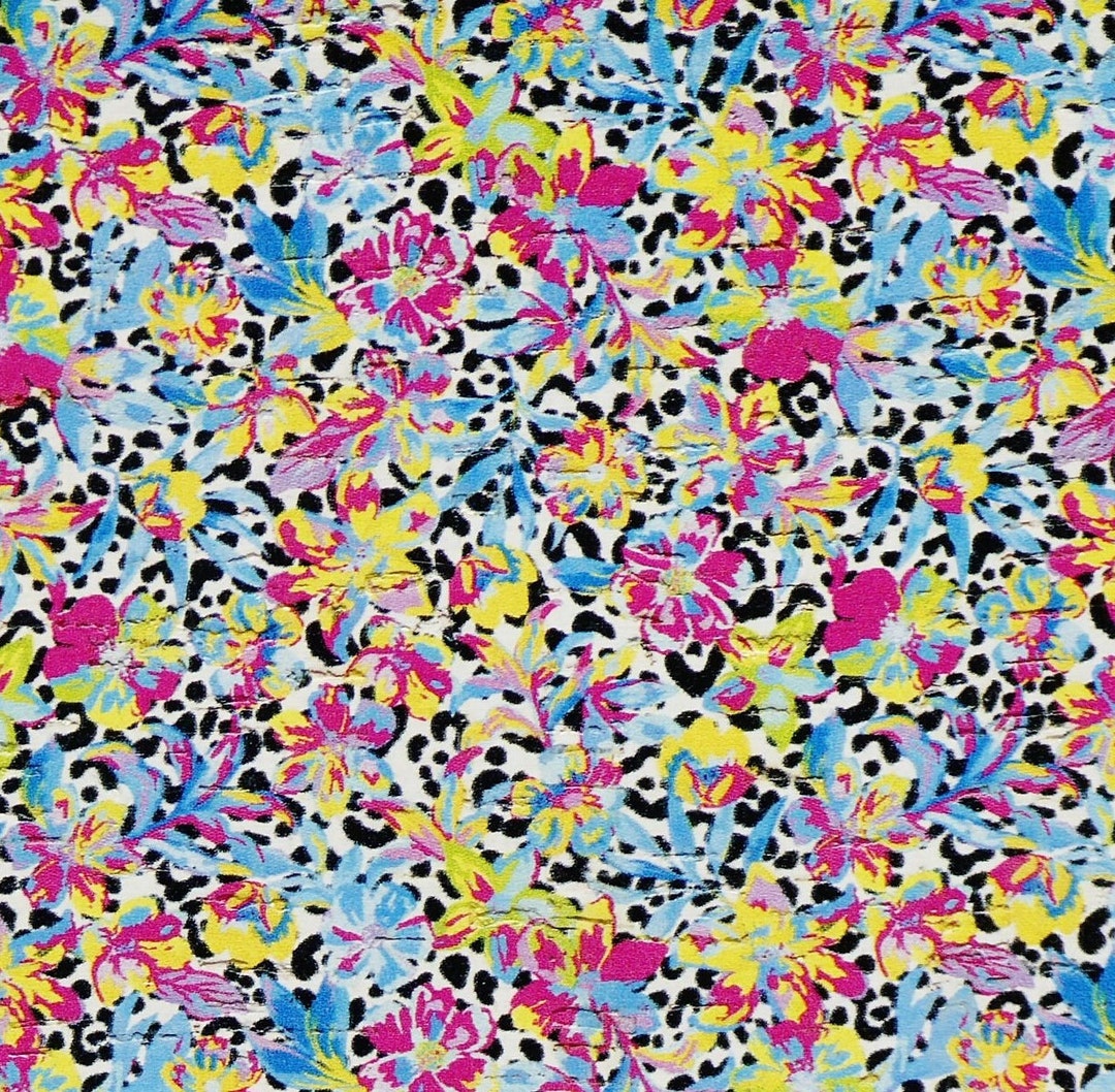 Cork 2 Pcs 4"x6" HAWAIIAN HIBISCUS LEOPARD Fuchsia Lime Blue Black ...