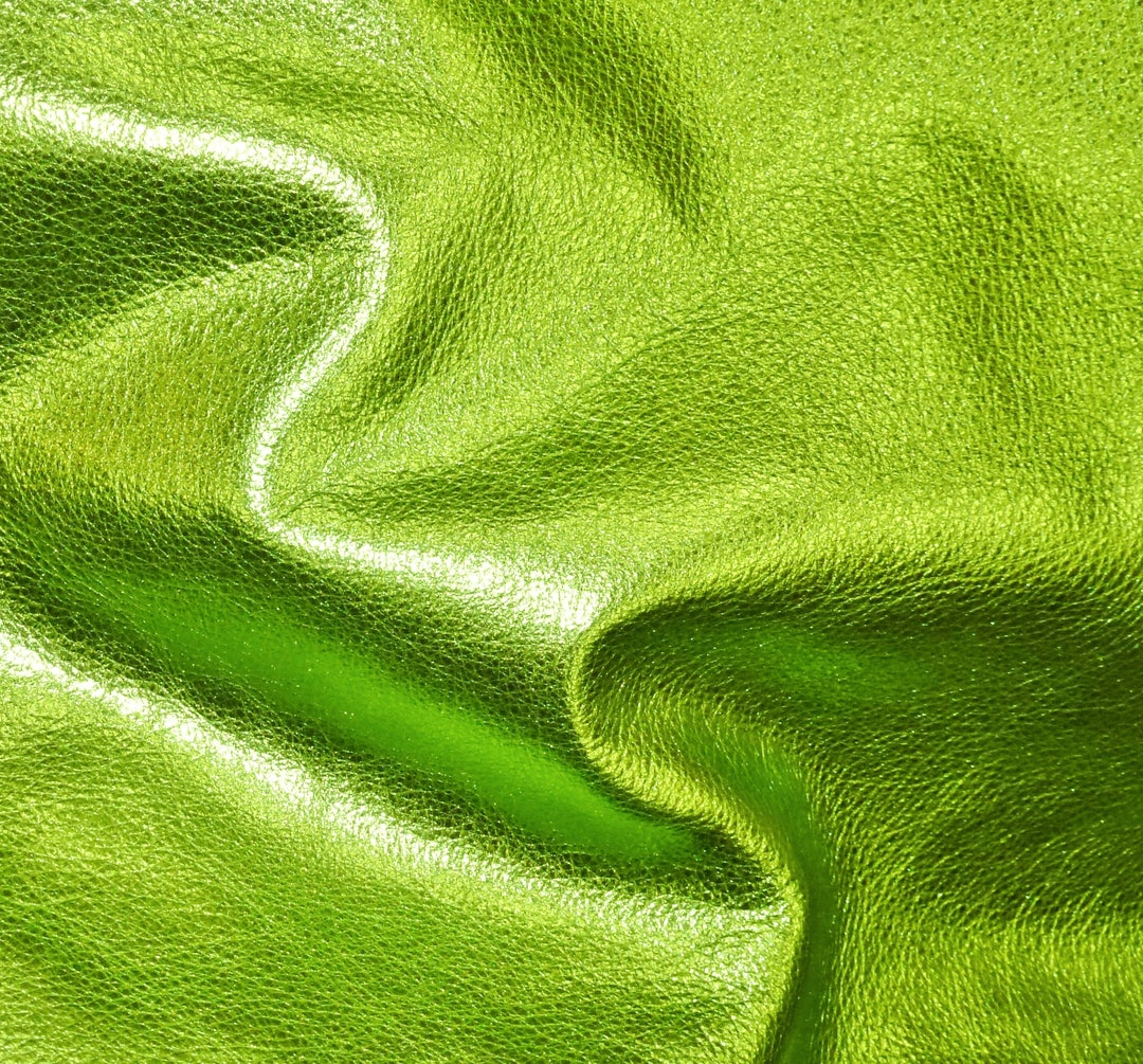 Pebbled Metallic 8"x10" Shiny LIME GREEN Metallic Soft Cowhide Leather ...