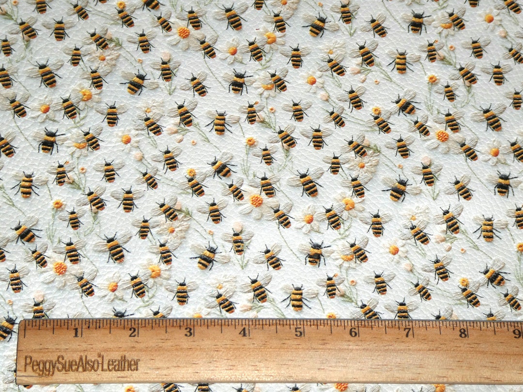 TWICE the BEES Leather 5x11 More BEES and Daises Embroidery Look on ...