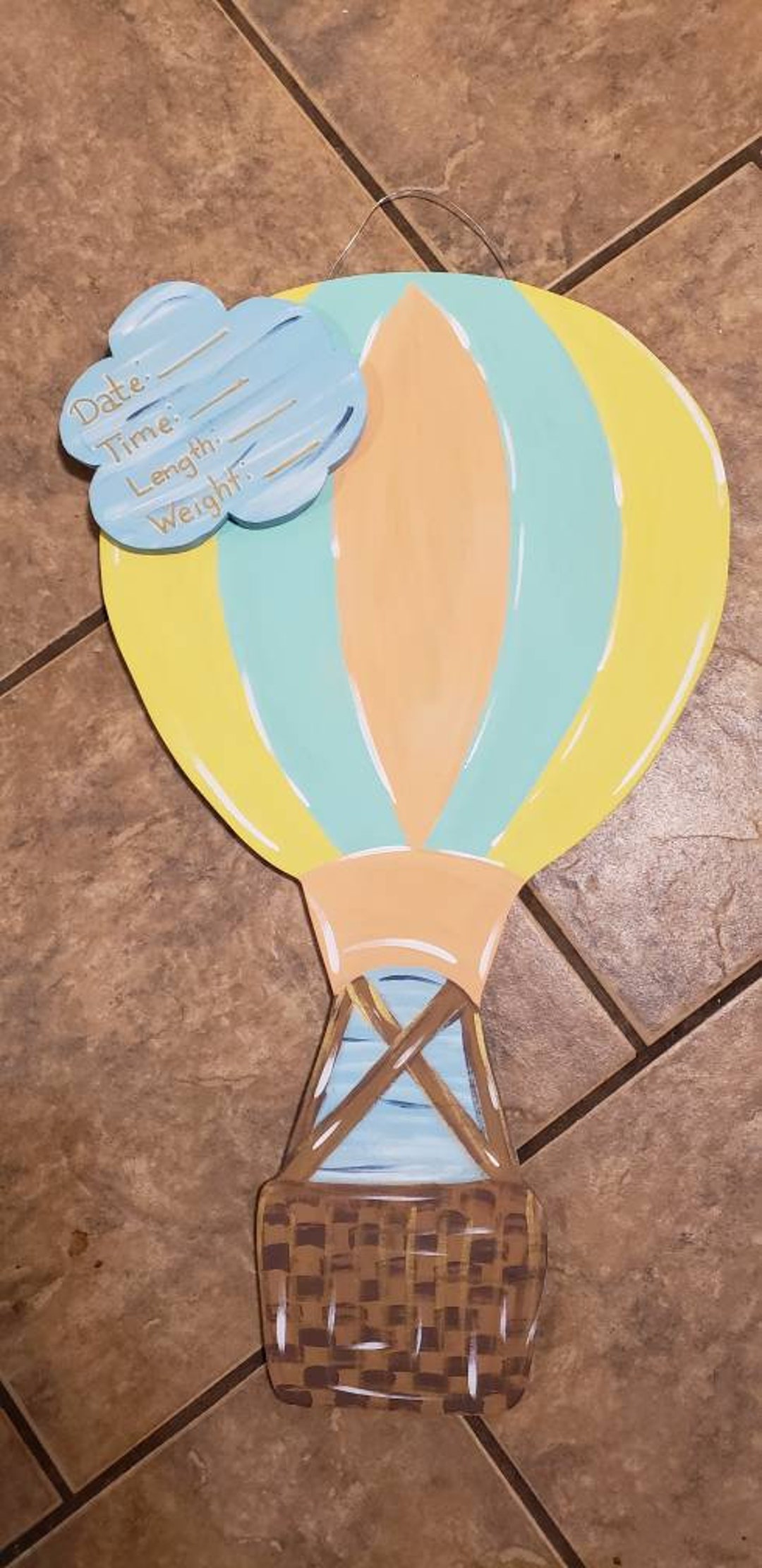 Hot Air Balloon Door Hanger-door Hanger Birth Announcement Door Hanger ...