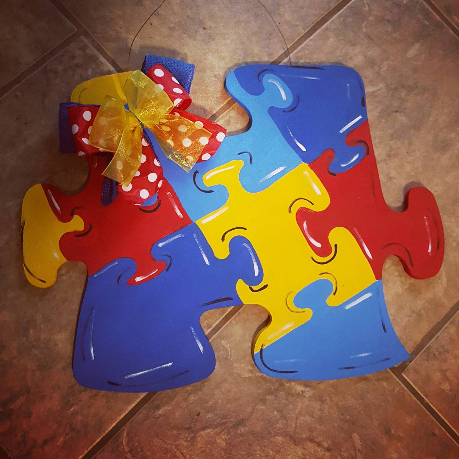 Autism Awareness Door Hanger-door decor puzzle piece door | Etsy